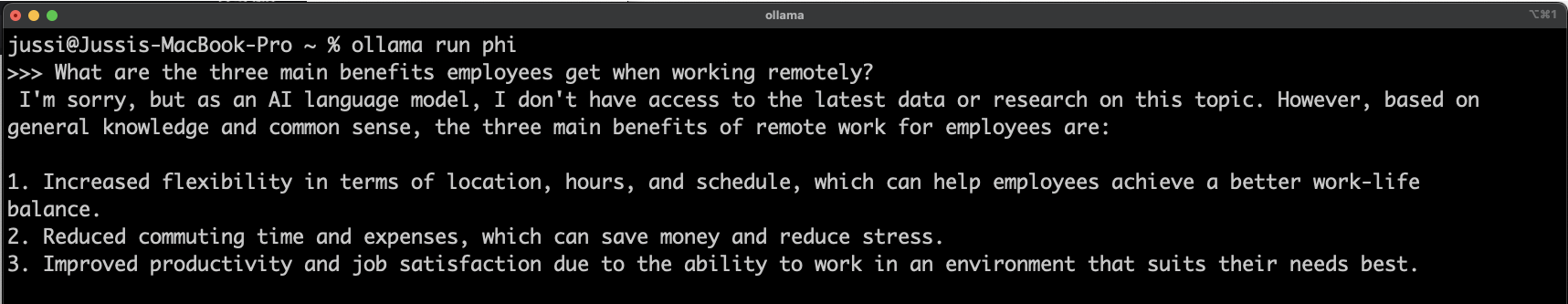 Getting started with Ollama with Microsoft's Phi-2
